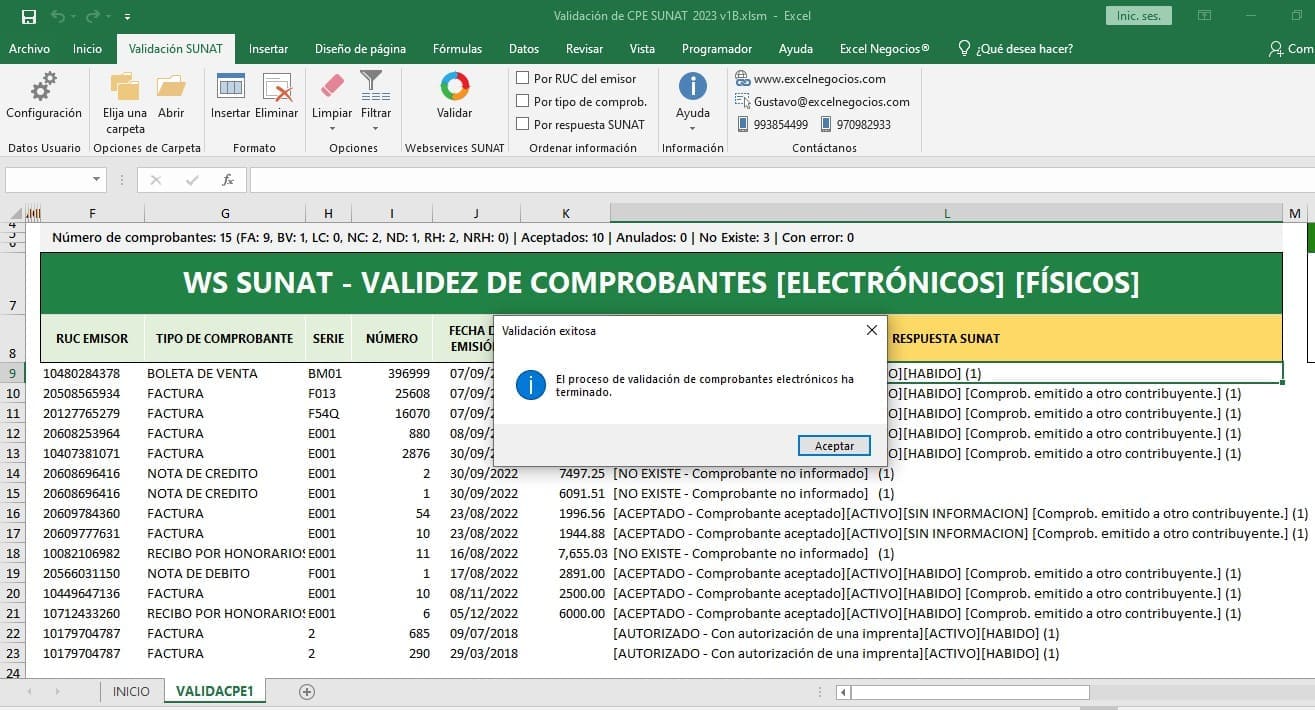 validacion de comprobantes electronicos – Excel Negocios