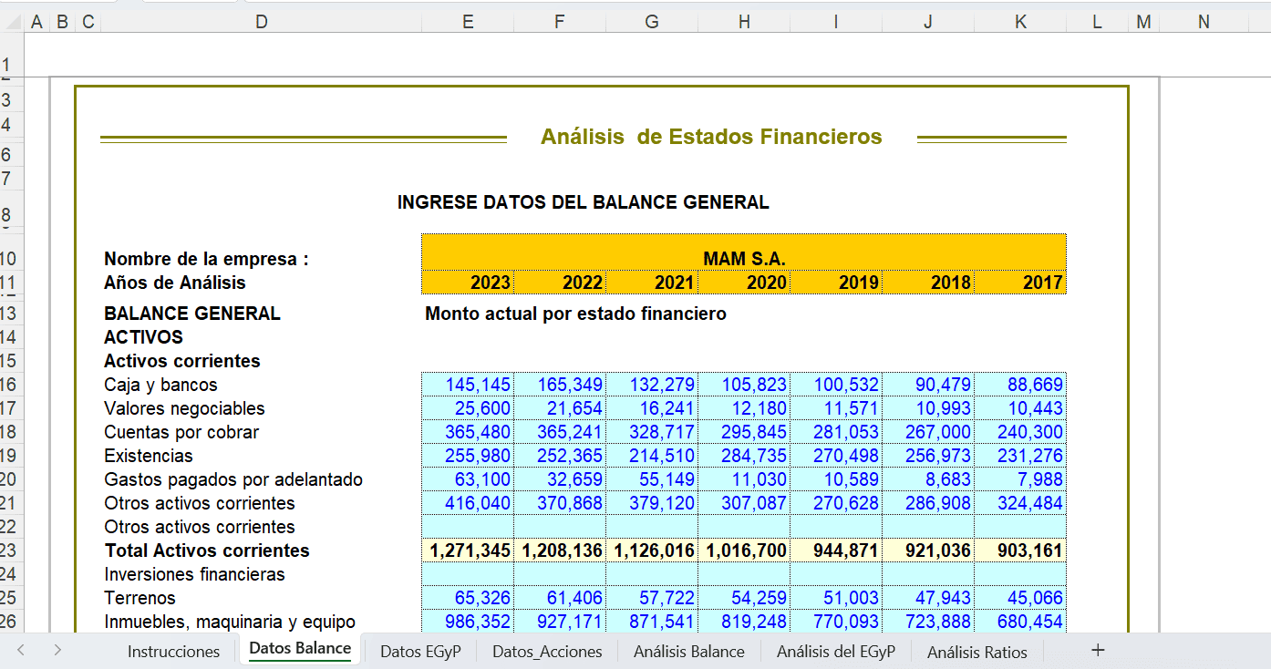 Hoja De Cálculo De Finanzas En Excel